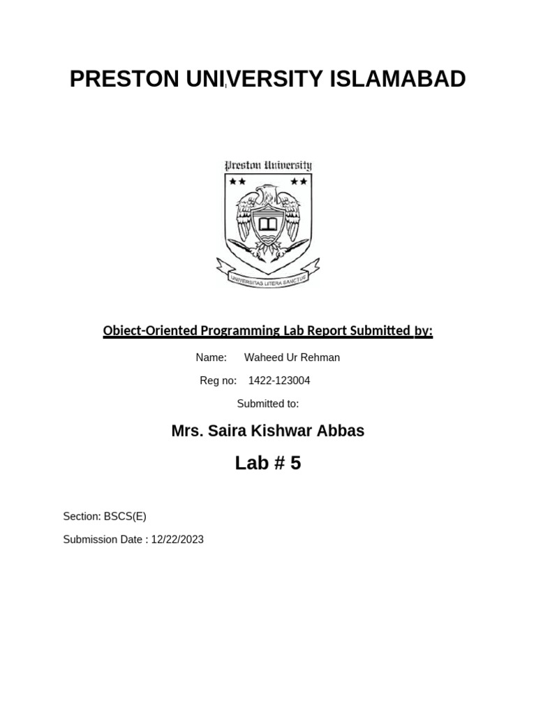 lab 5 OOP Preton uni | PDF | Constructor (Object Oriented Programming ... lab 5 OOP Preton uni | PDF | Constructor (Object Oriented Programming ...