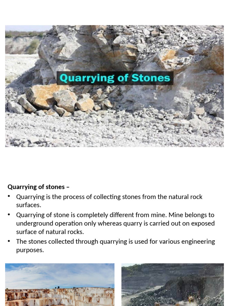 Methods of Stone Quarrying and Dressing | PDF | Quarry | Rock (Geology)
