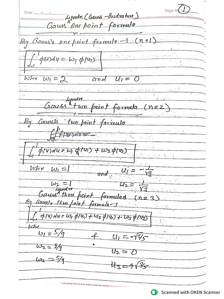 Gauss Legendre three points Quadrature formula | PDF