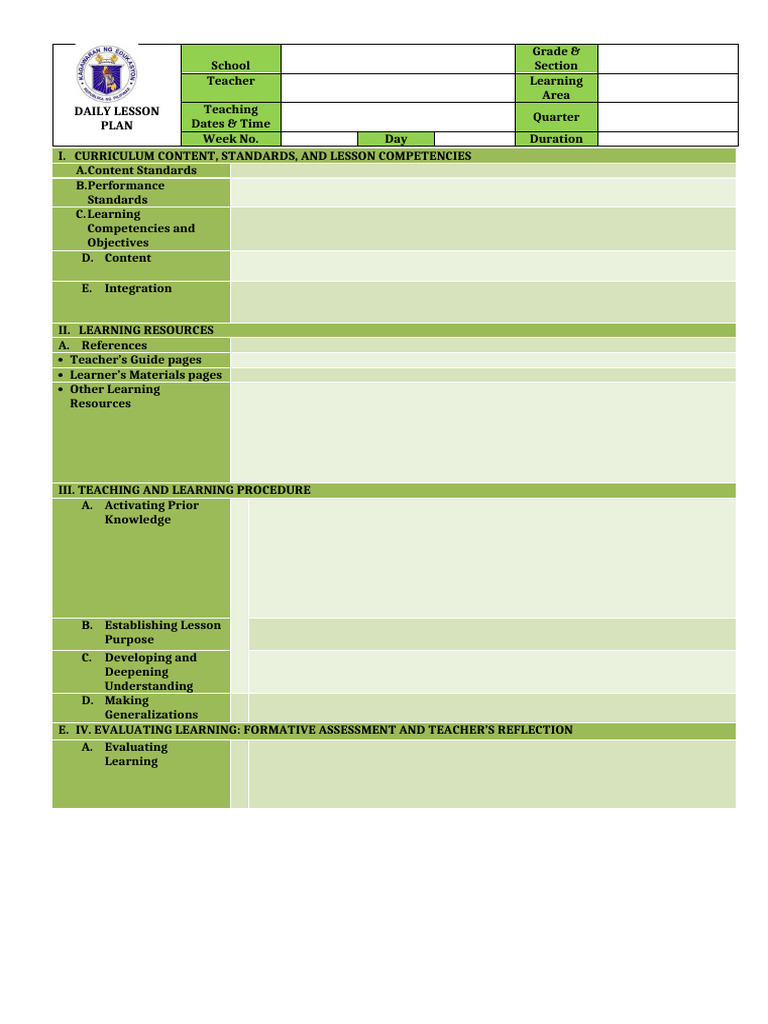 Lesson Plan - MATATAG Template | PDF | Learning | Cognitive Science