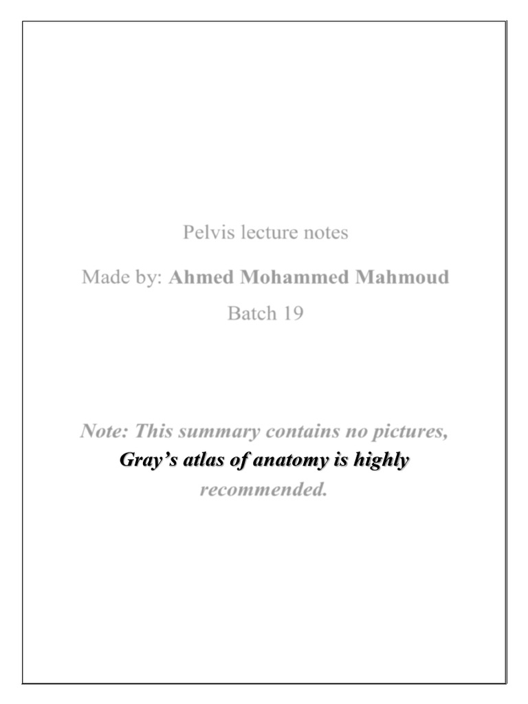 Pelvis Lecture Notes | PDF | Pelvis | Vertebra