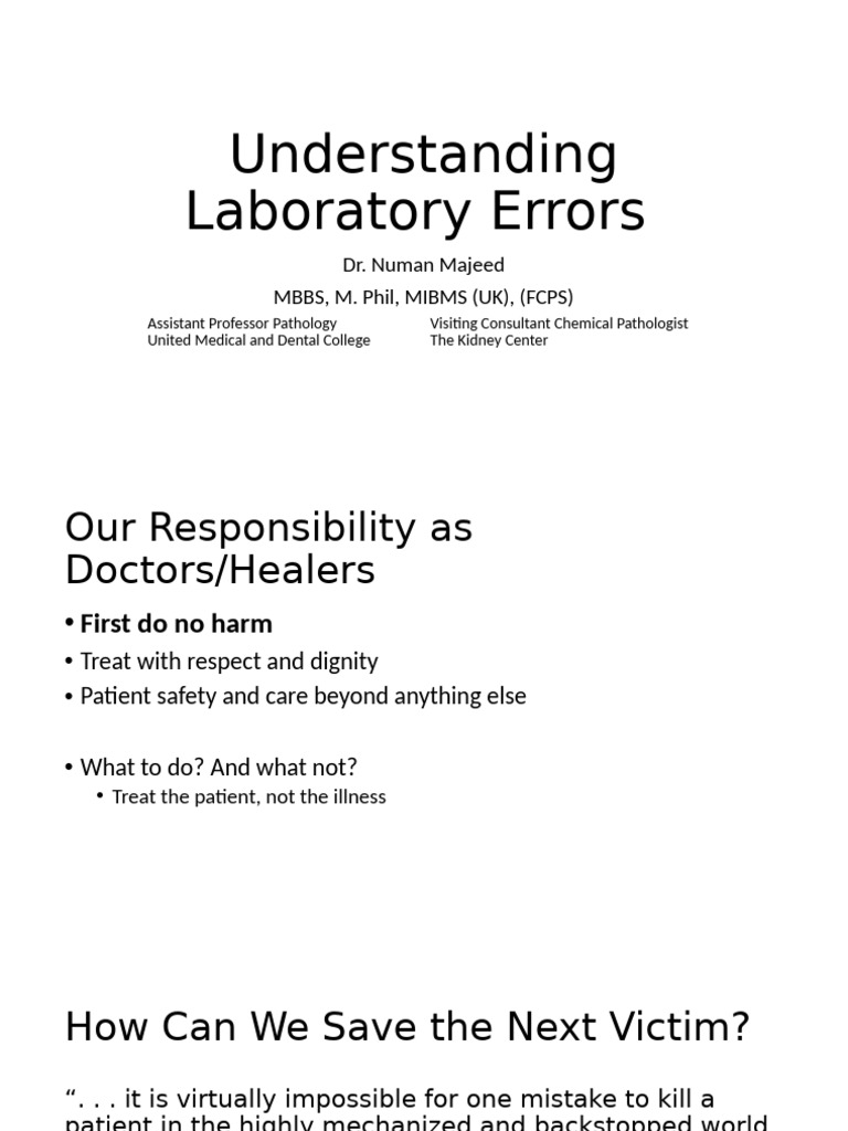 Understanding Laboratory Errors | PDF | Pathology | Patient Safety