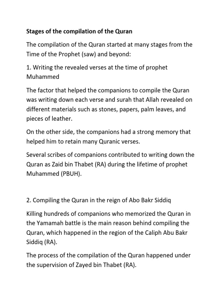 Three - Stages of Preservation of Quran | PDF | Quran | Islam