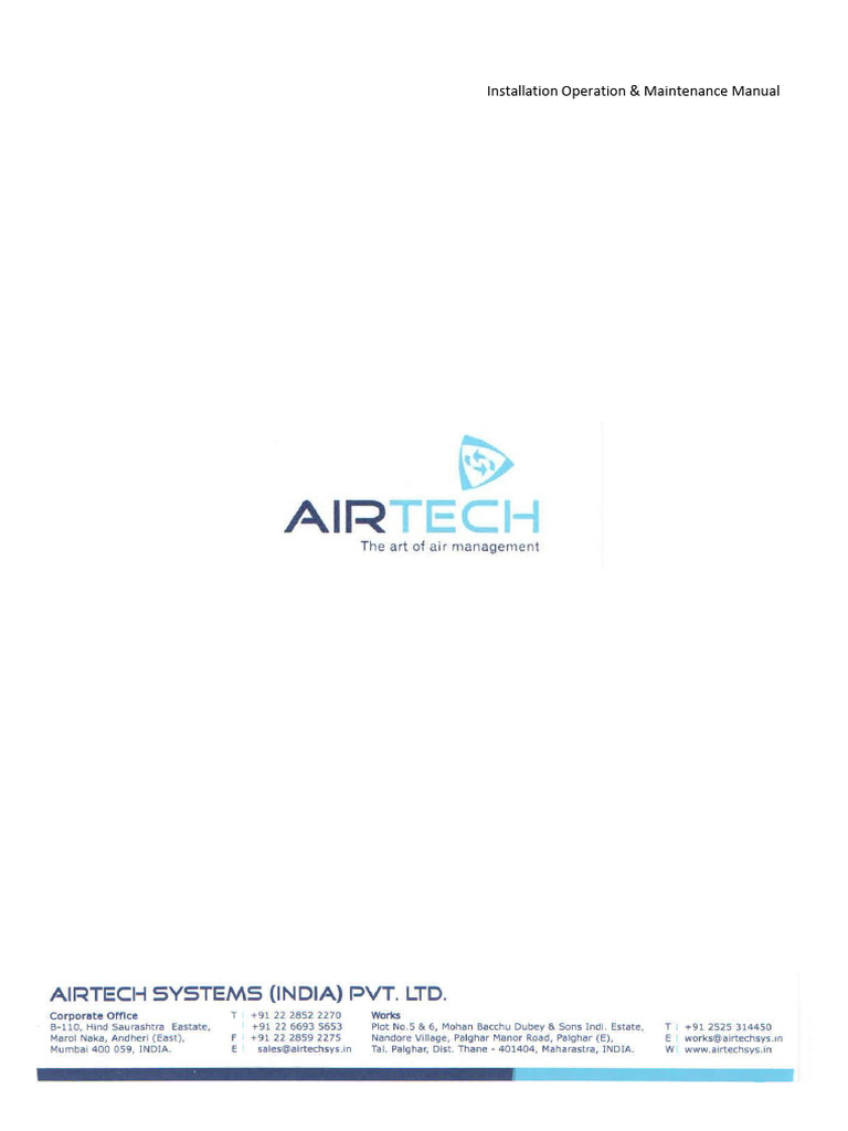 AHU Manual- AIRTECH | PDF | Belt (Mechanical) | Duct (Flow)