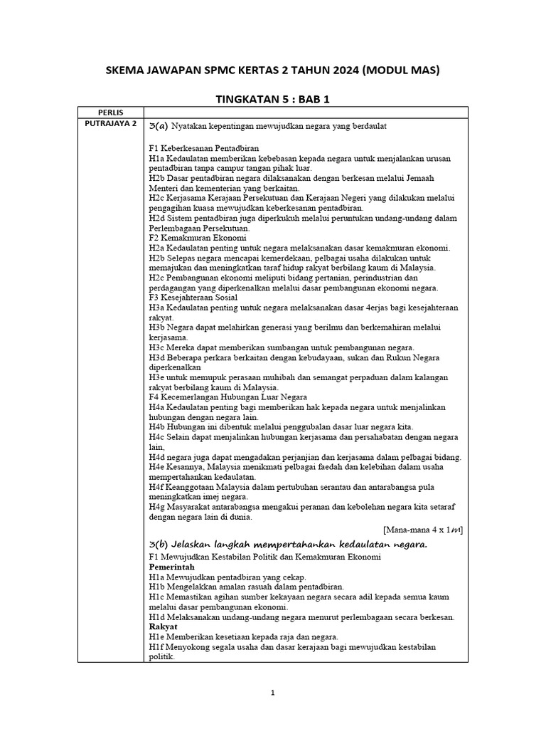 T5 K2 Skema Jawapan SPMC Tahun 2024 | PDF