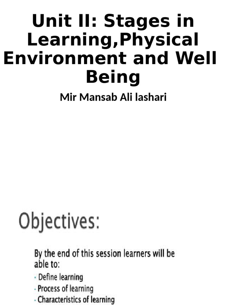 Unit II - Stages of Learning | PDF
