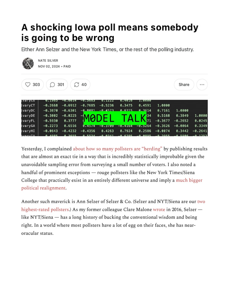 A Shocking Iowa Poll Means Somebody Is Going To Be Wrong | PDF ...