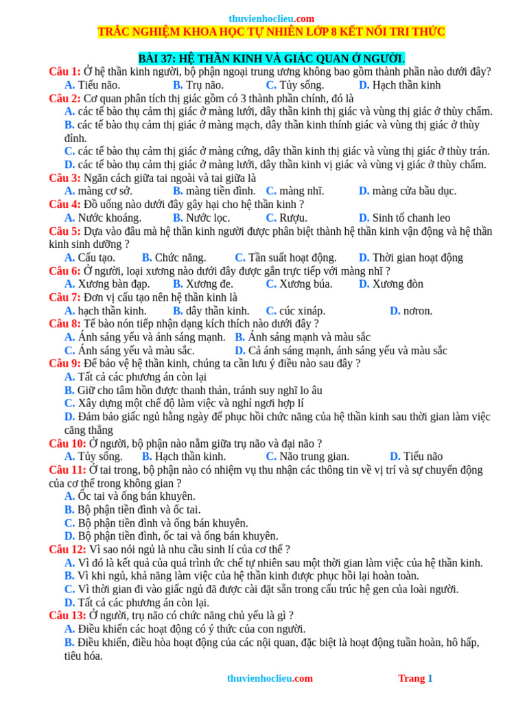 thuvienhoclieu.com-Trac-nghiem-KHTN-8-KNTT-Bai-37-hay | PDF