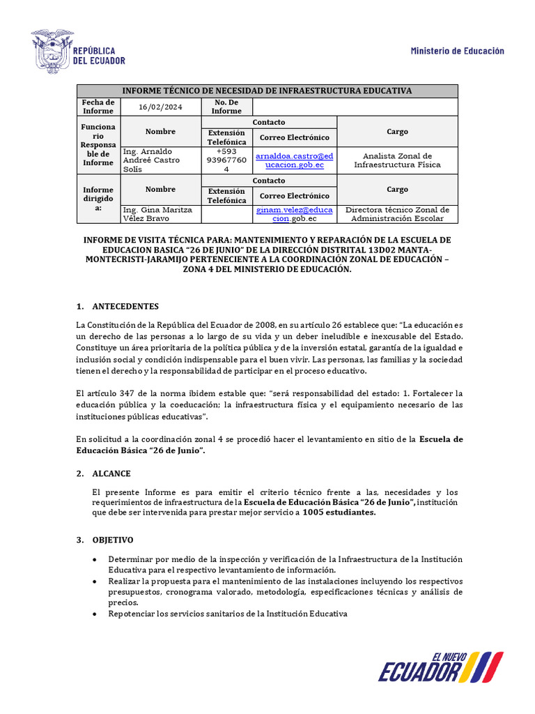 informe tecnico u.e 26 de junio-signed-signed | PDF | Albañilería informe tecnico u.e 26 de junio-signed-signed | PDF | Albañilería