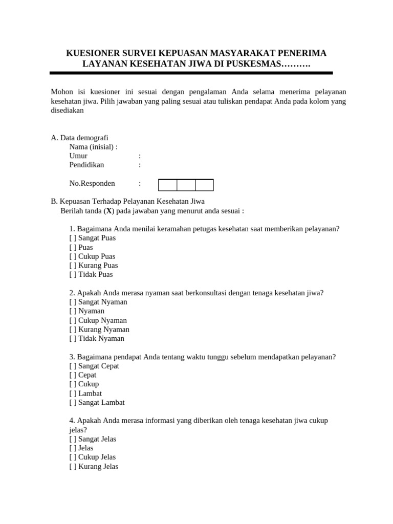 Kuesioner Keswa | PDF