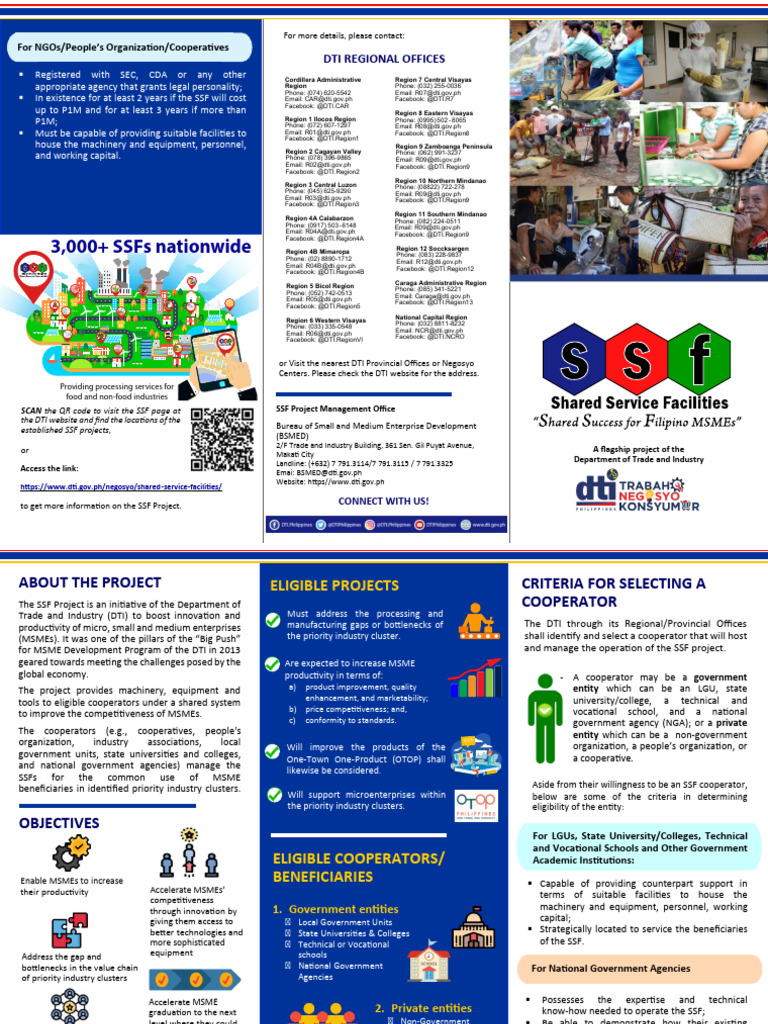 Shared Service Facilities (SSF) Project Flyer | PDF | Business | Economies