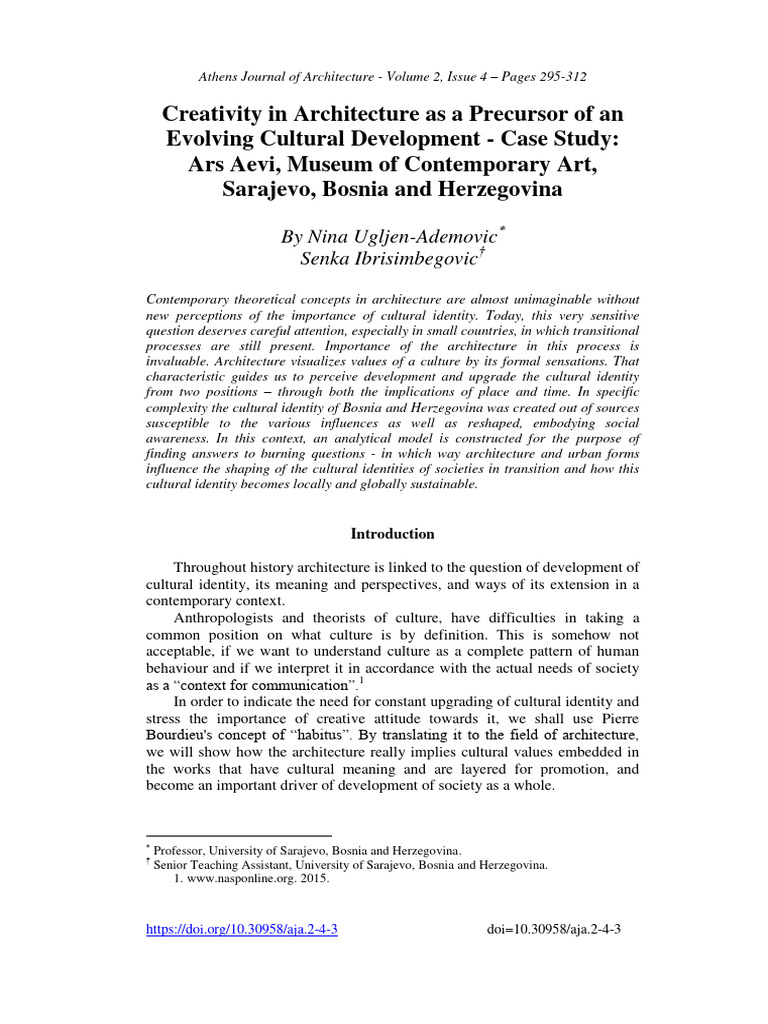 Creativity in Architecture As A Precursor of An Evolving Cultural ...