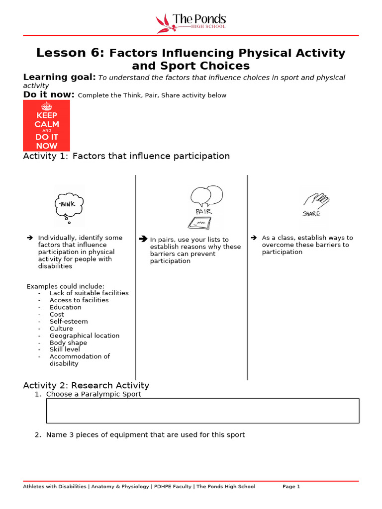Lesson 6 - Factors Influencing Physical Activity and Sport Choices-2 ...