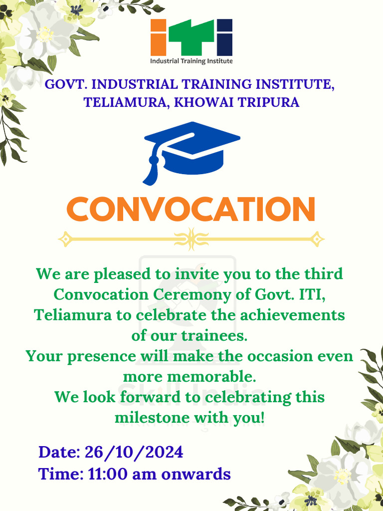 Invitation Card For Convocation 2024 ITI Teliamura | PDF