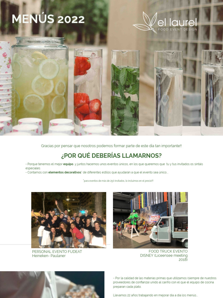 Menús Personalizados para Eventos 2022 | PDF | Cocina | Alimentos