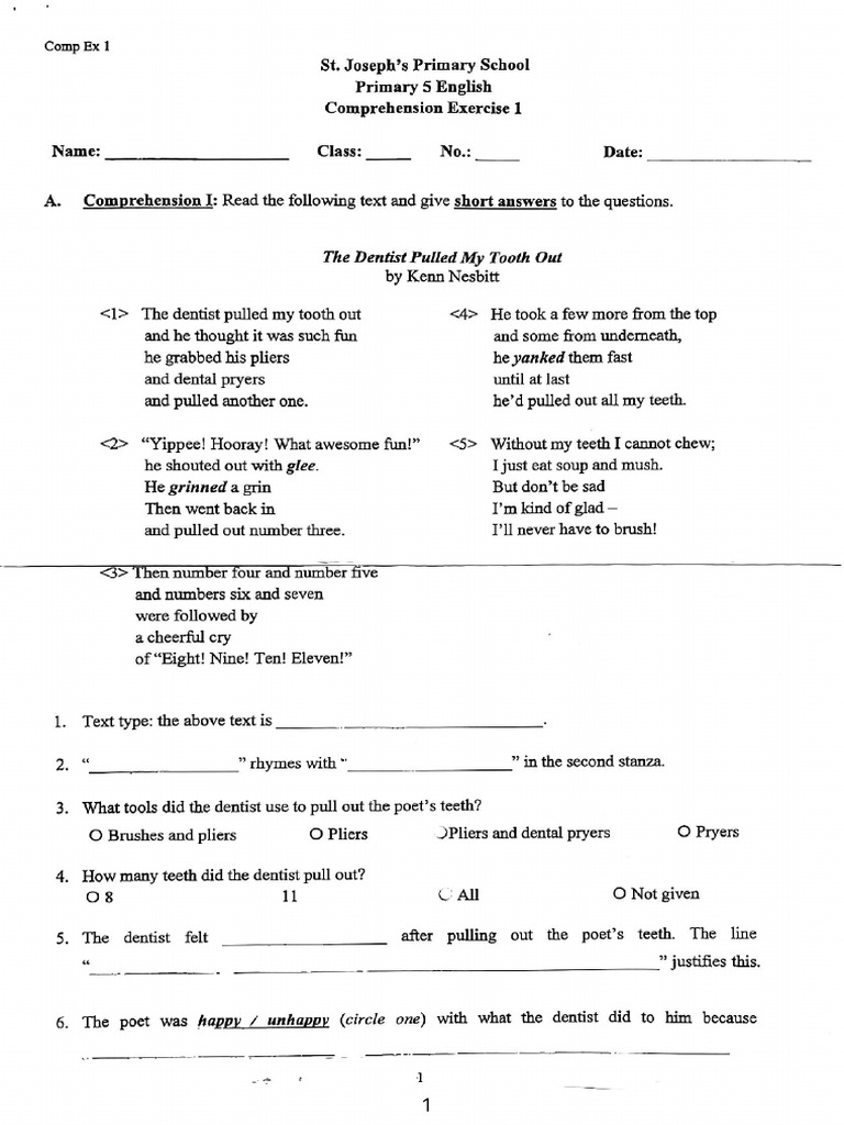 P5 GE Comprehension Exercise 1 240905 | PDF