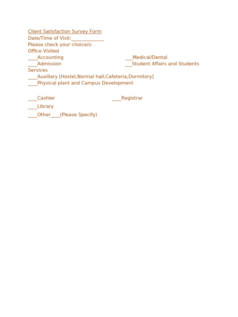 Client Satisfaction Survey Form6 | PDF