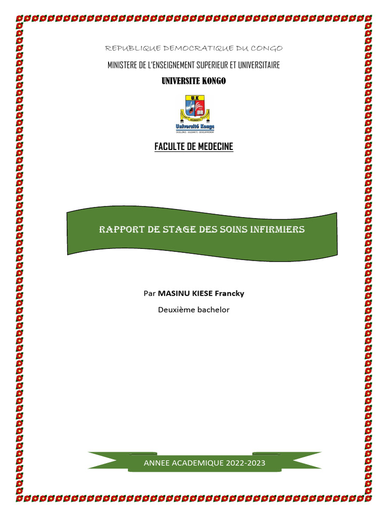 Rapport de Stage en Soins Infirmiers | PDF | Tension artérielle ...