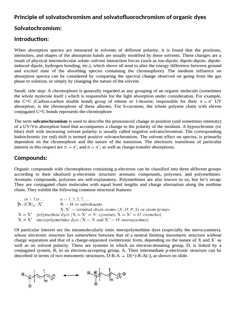 Solvatochromism and Solvatofluorochromism of Organic Dyes and Its ...