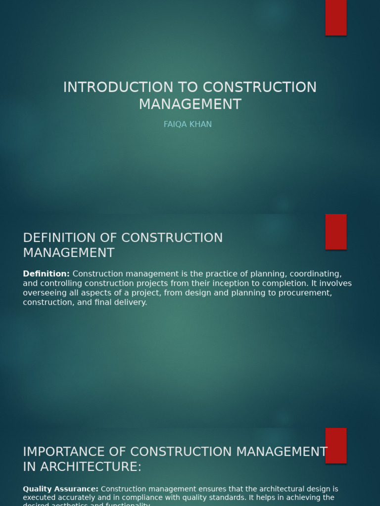 Lecture 1 | PDF | Construction Management | Project Management