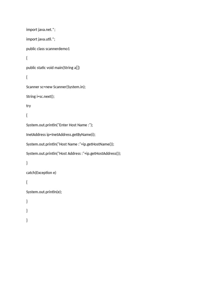 Java Program: Hostname to IP Conversion | PDF