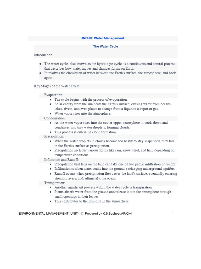UNIT-III Water Management | PDF | Water Pollution | Water