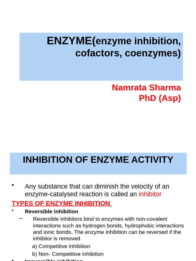 Enzyme (Inhibition Cofactors and Coenzymes) | PDF | Enzyme Inhibitor ...