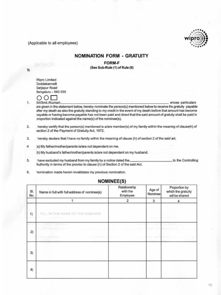Employee Nomination Form Details | PDF