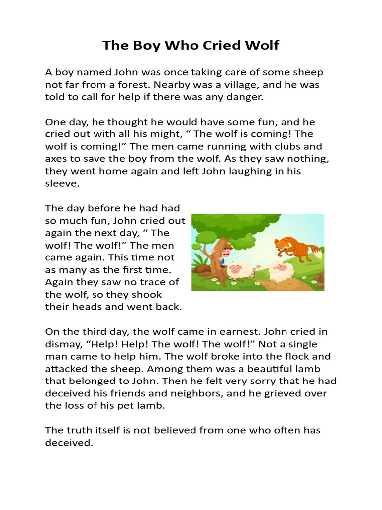 The Boy Who Cried Wolf Story | PDF