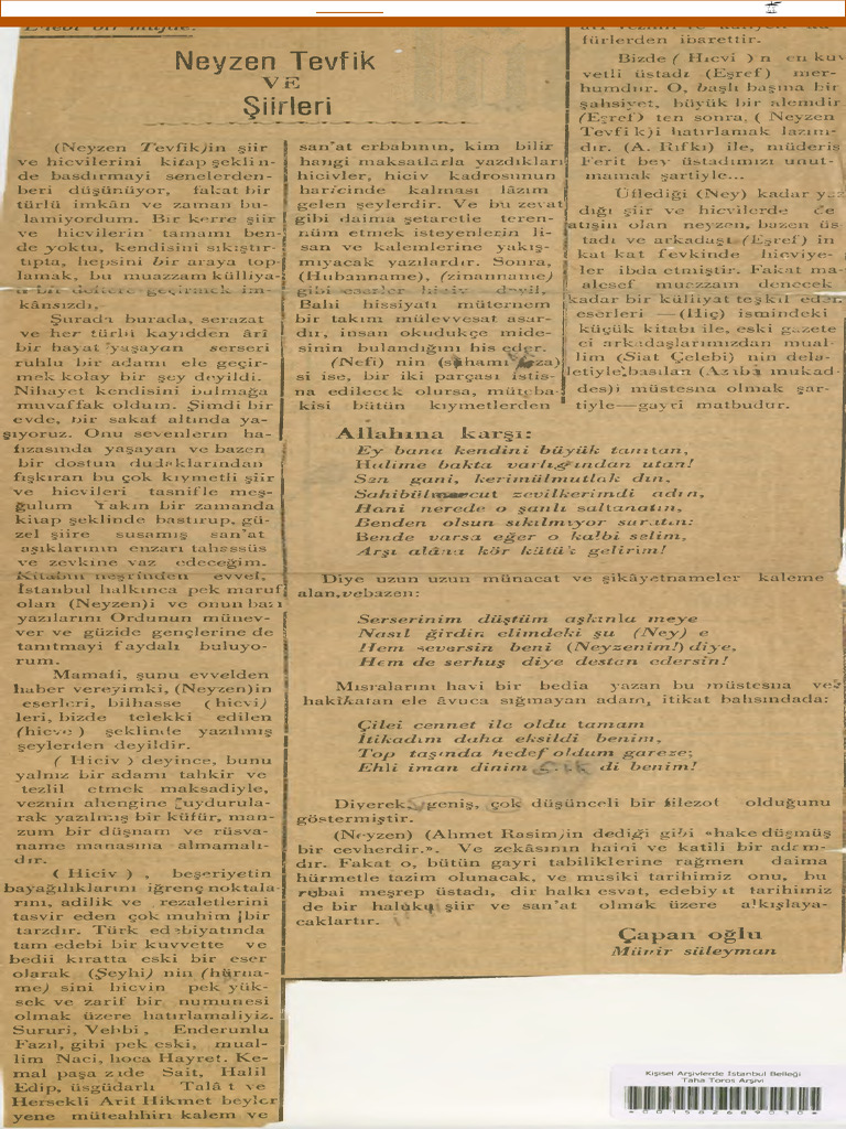 Neyzen Tevfik Siirleri Derlemesi 1. | PDF