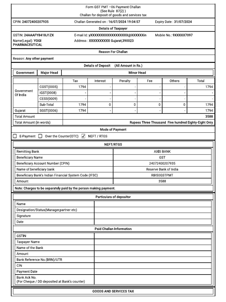 Gst Challan | PDF