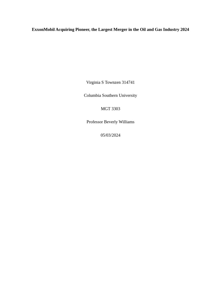 MGT 3303 Unit VII Assignment Columbia Southern University | PDF | Exxon Mobil | Negotiation