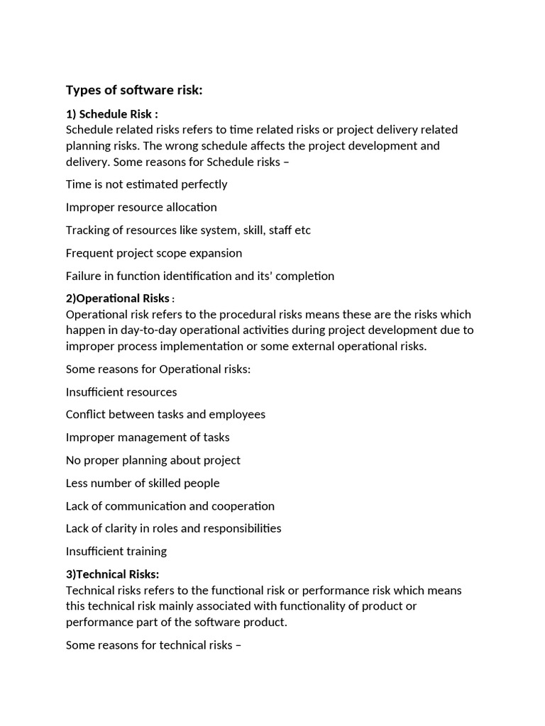 Software Project Risk Overview | PDF