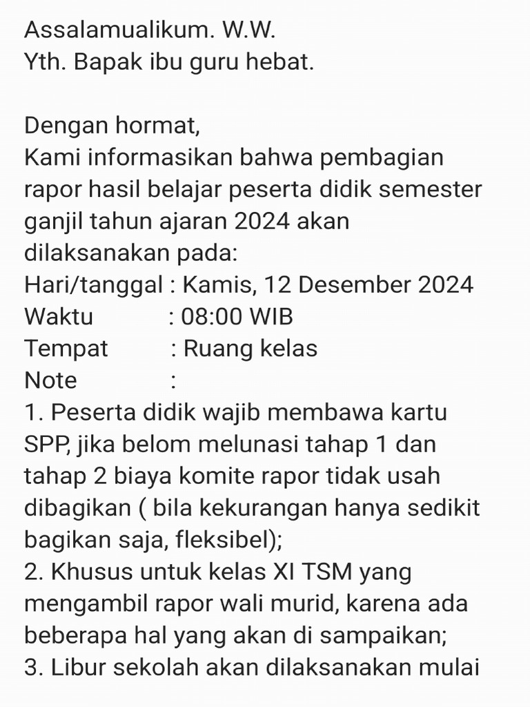 pengumuman_bagi_rapor | PDF