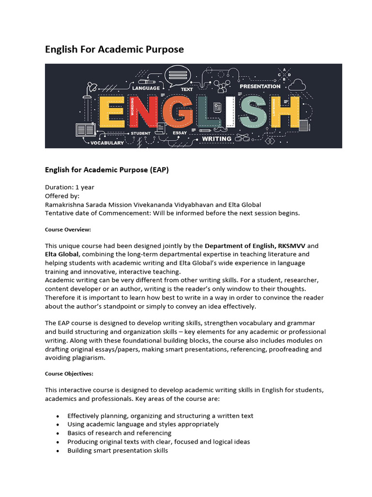 English for Academic Purpose | PDF | Learning | Essays