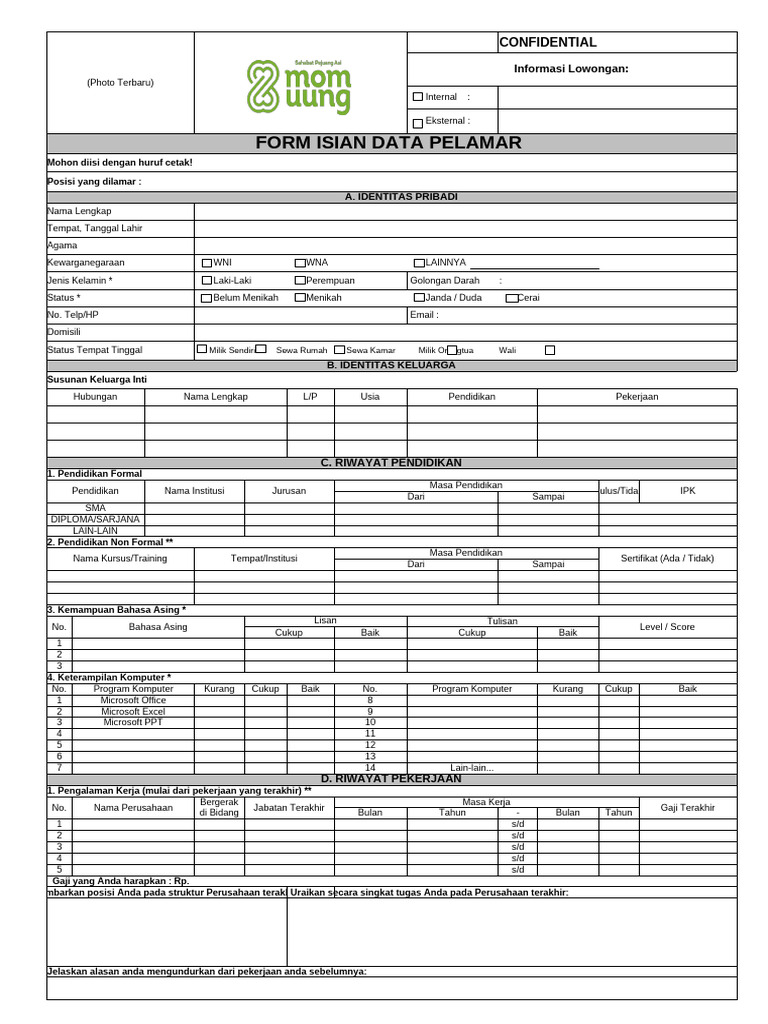 Newest Employee Application - Mom Uung 2024 | PDF