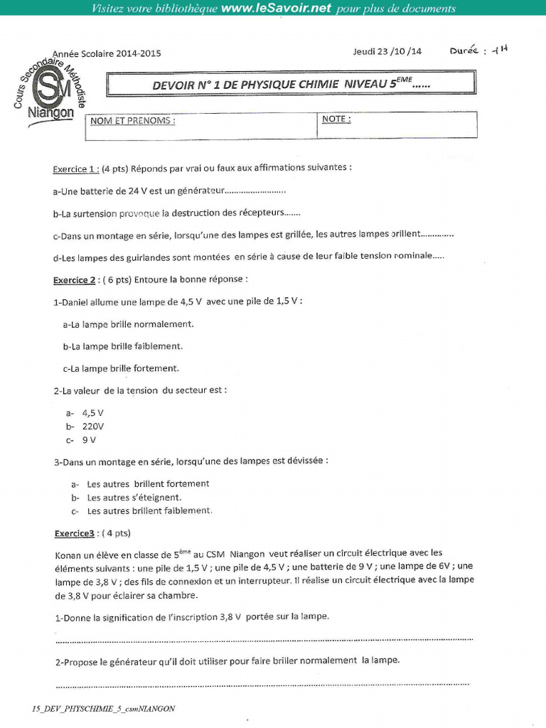 15 Dev Physchimie 5 Csmniangon | PDF