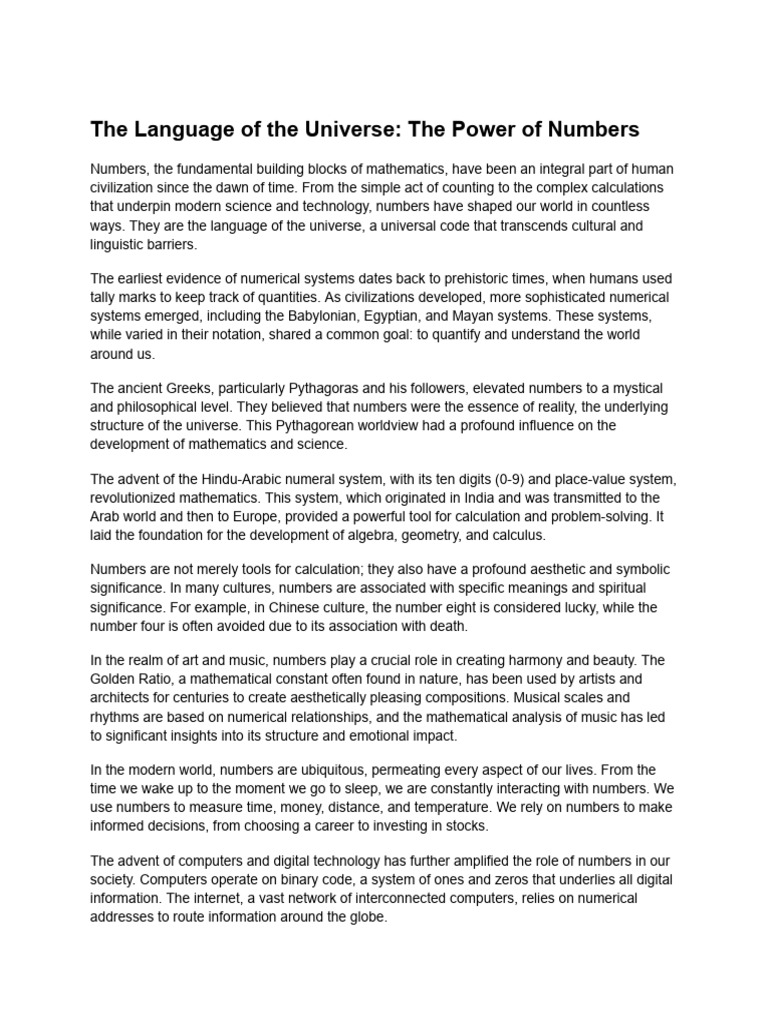 The Language of The Universe - The Power of Numbers | PDF | Numbers ...