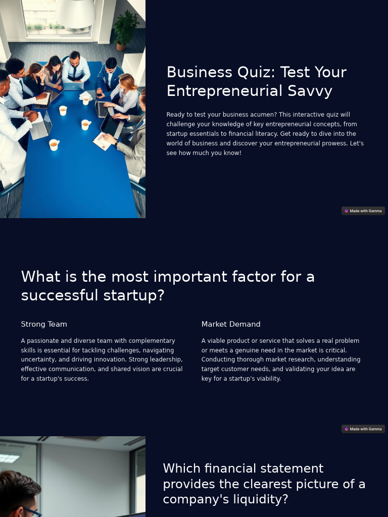 Business Quiz Test Your Entrepreneurial Savvy | PDF | Partnership ...