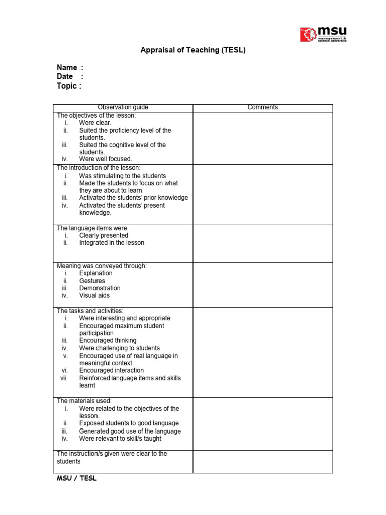 Appraisal_of_Teaching | PDF | Teachers | Psychological Concepts