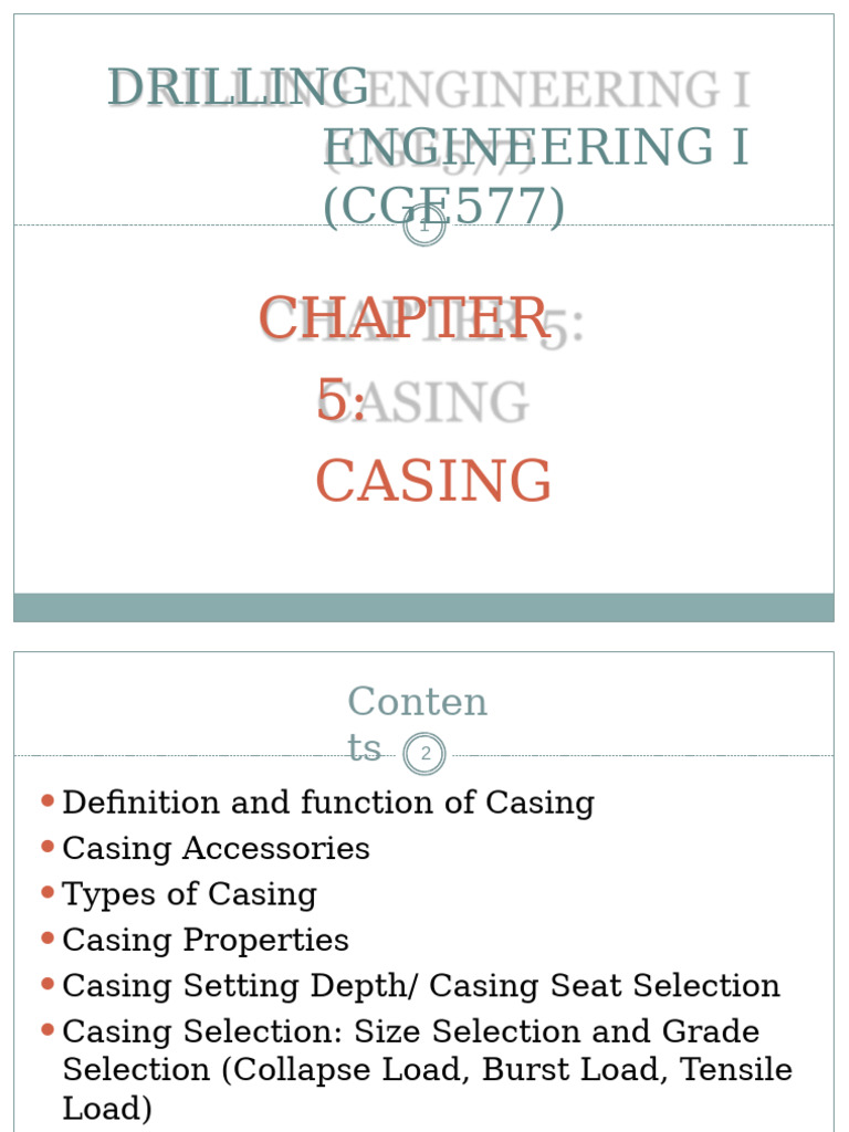 chapter-5-casing | PDF | Casing (Borehole) | Pressure
