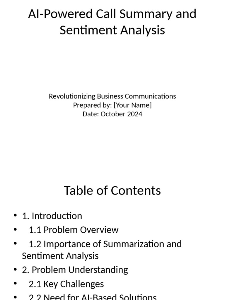 Full AI Powered Call Summary and Sentiment Analysis Presentation | PDF ...