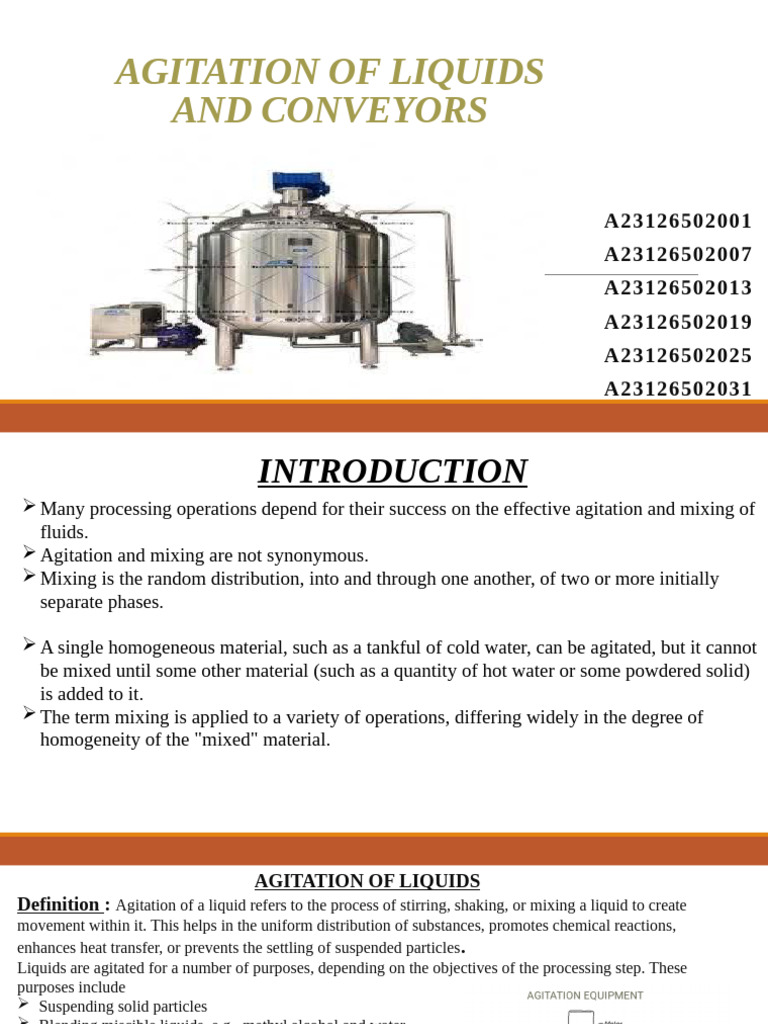 Agitation of Liquids and Conveyors | PDF | Belt (Mechanical ...