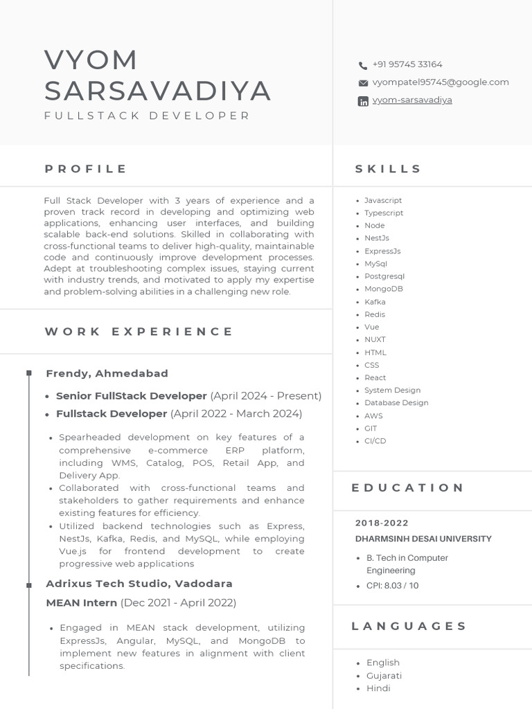 Vyom Resume | PDF | Web Development | Software