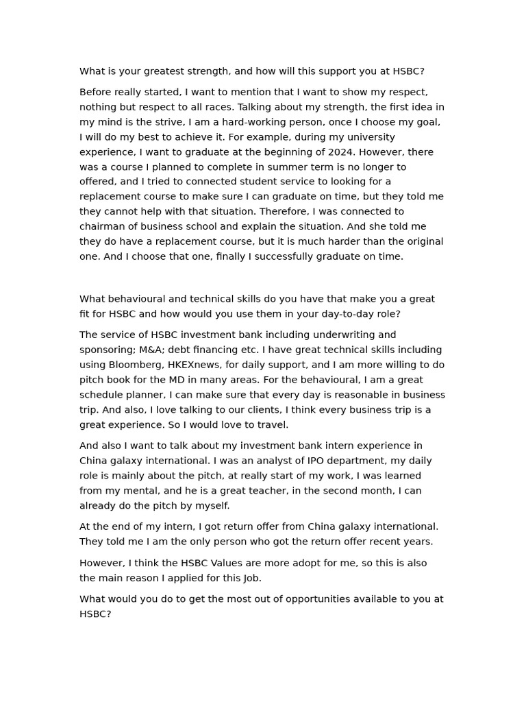 What Is Your Greatest Strength | PDF | Hsbc