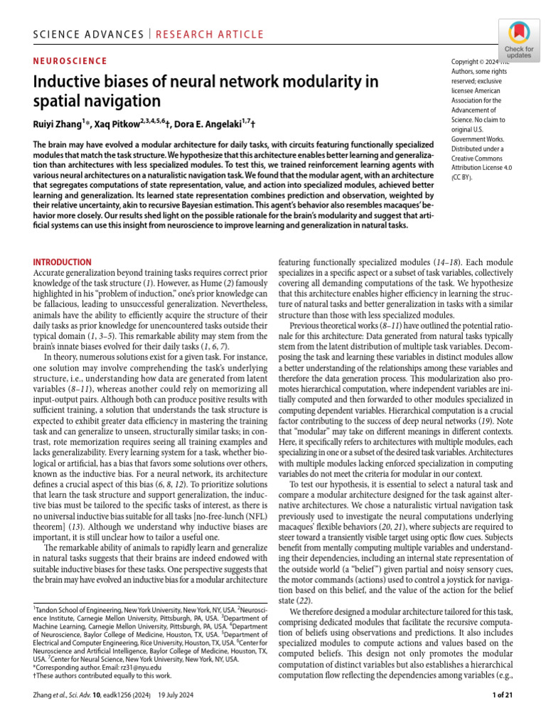 Inductive Biases Of Neural Network Modularity In Spatial Navigation Pdf Bayesian Inference