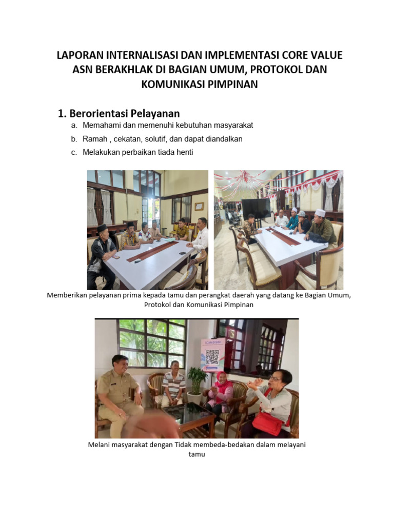 Laporan Internalisasi Dan Implementasi Core Value ASN Ber AKHLAK BAGIAN ...