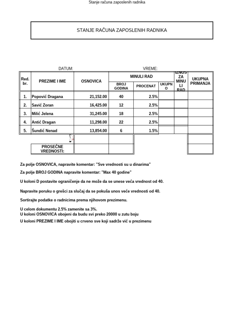 uslovno formatiranje | PDF