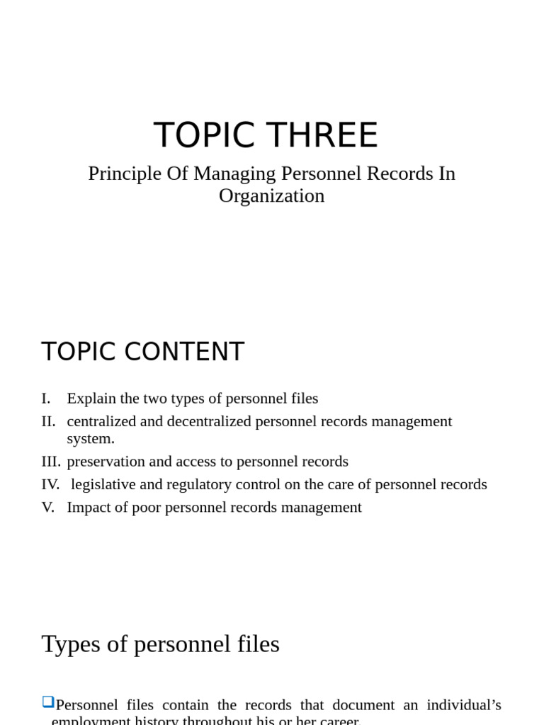 TOPIC THREE | PDF | Records Management | Employment