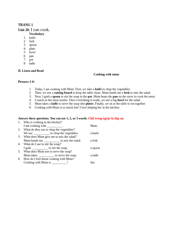 Book 3 unit 20 | PDF | Soup | Cooking